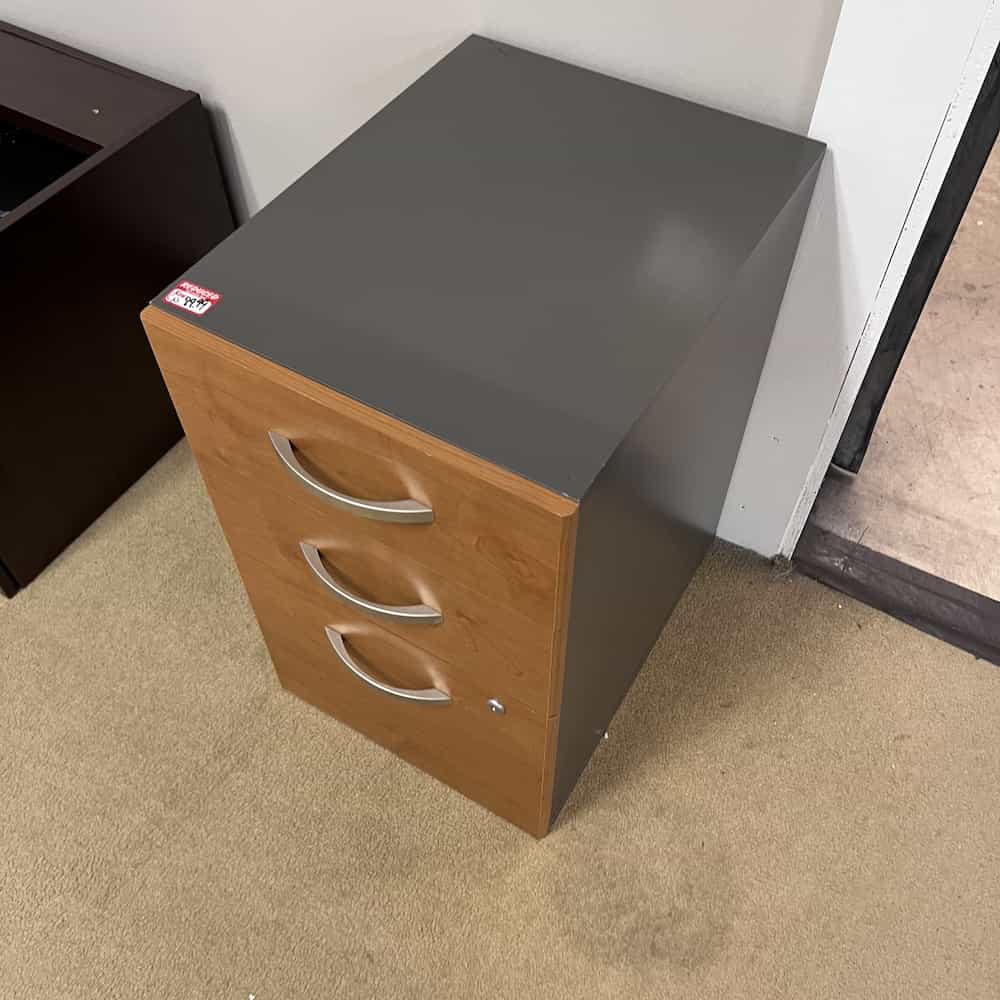 16" W 27" H Bush Honey and Grey Vertical Pedestal File - Box/Box/File ...