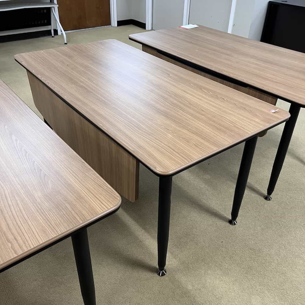 60" x 30" Walnut and Black Training Table | Office Furniture Liquidations