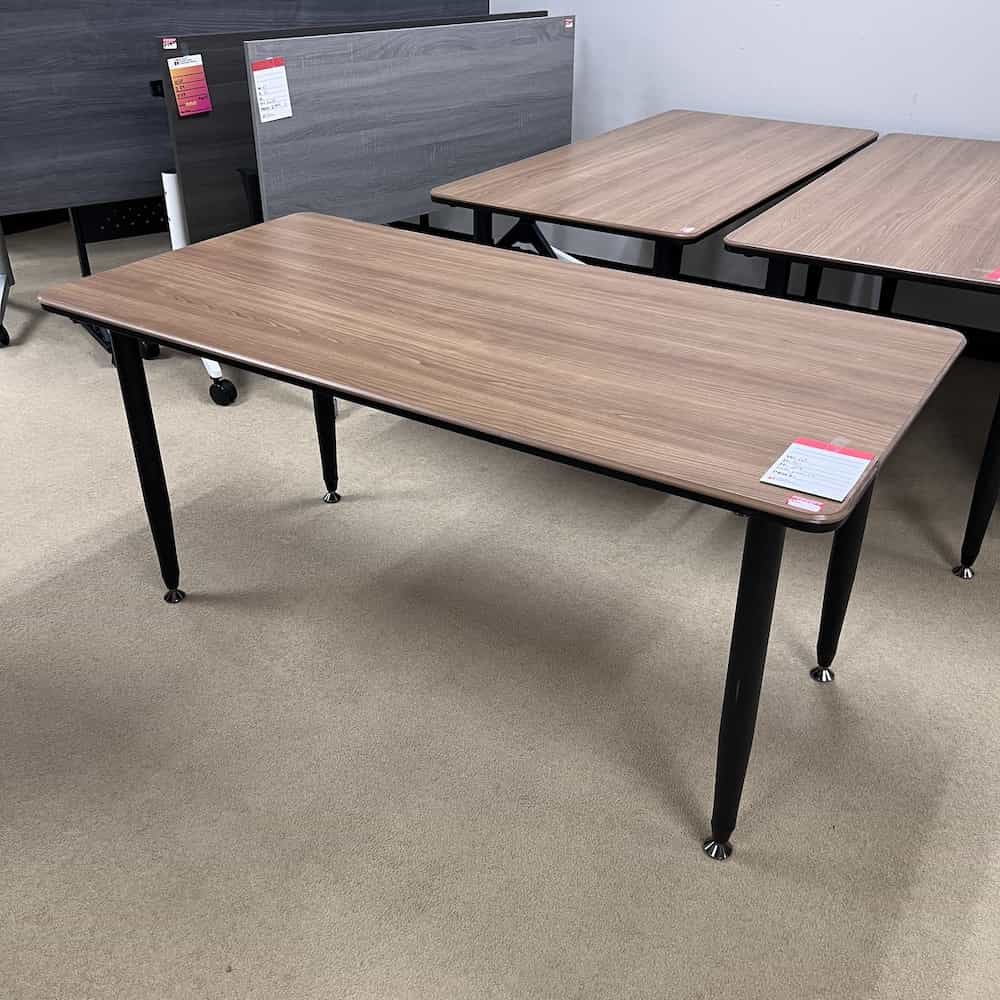 60" x 30" Walnut and Black Training Table | Office Furniture Liquidations