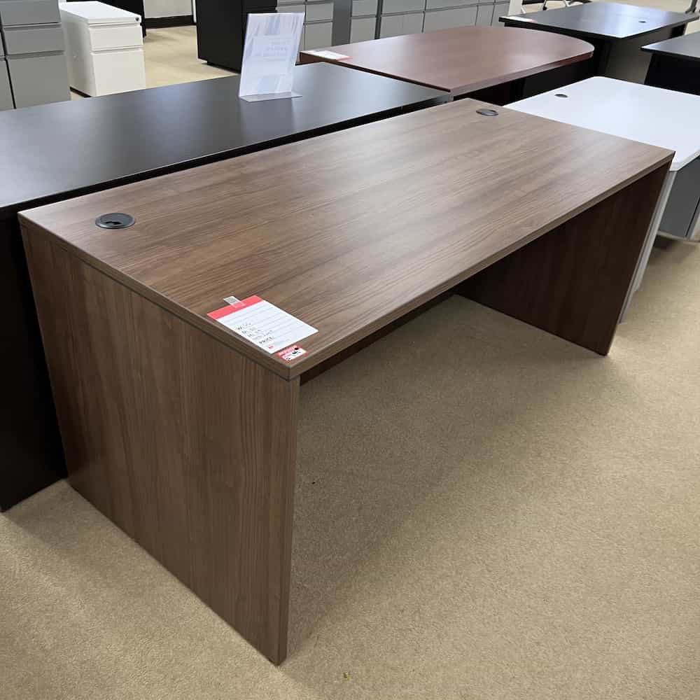 66" x 30" Walnut Laminate Desk Shell | Office Furniture Liquidations