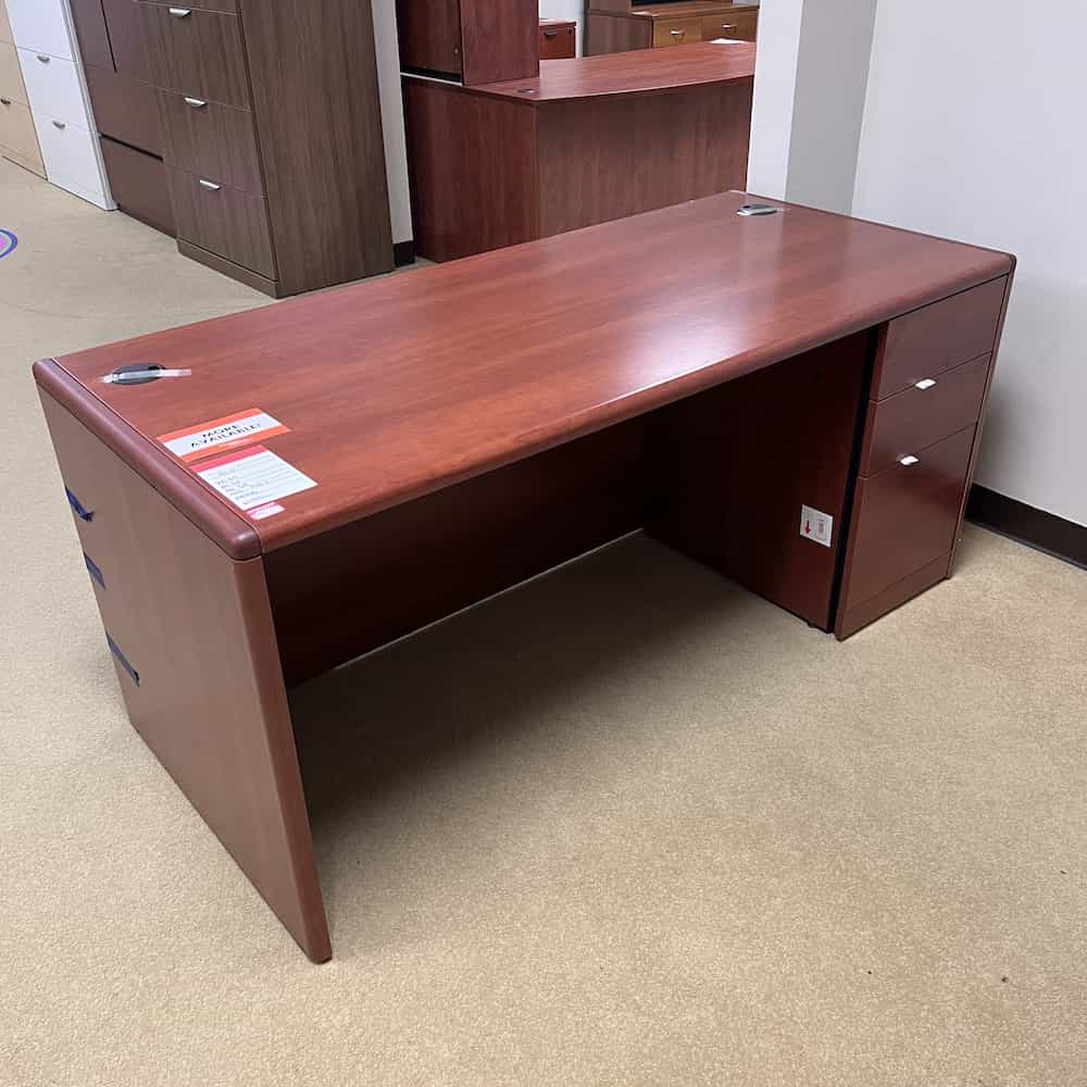 66" x 30" Hon Cherry Desk with One Pedestal - Box/box/file | Office ...