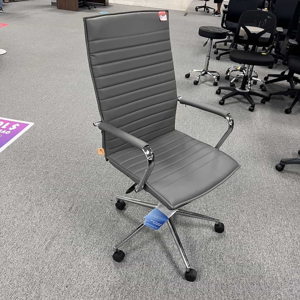 Grey and Chrome Modern High Back Conference Chair | Office Furniture ...