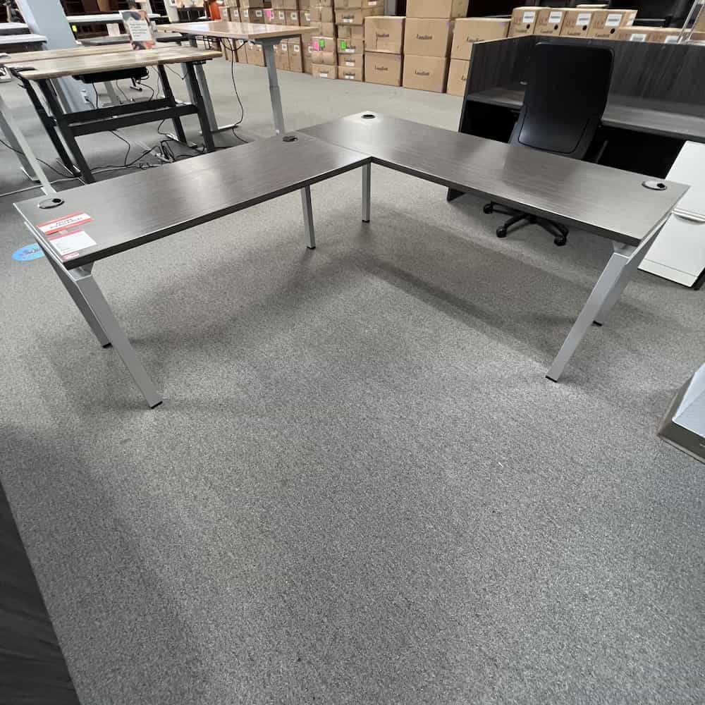 71" x 78" Grey Table L-Desk with Metal Legs - Left Return | Office ...