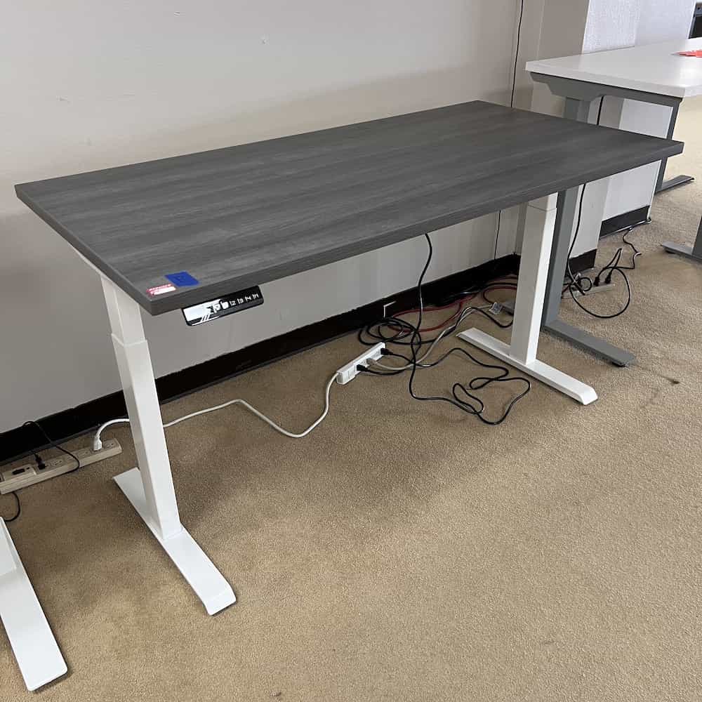 60" x 30" Grey and White Height Adjustable Programmable Electric ...