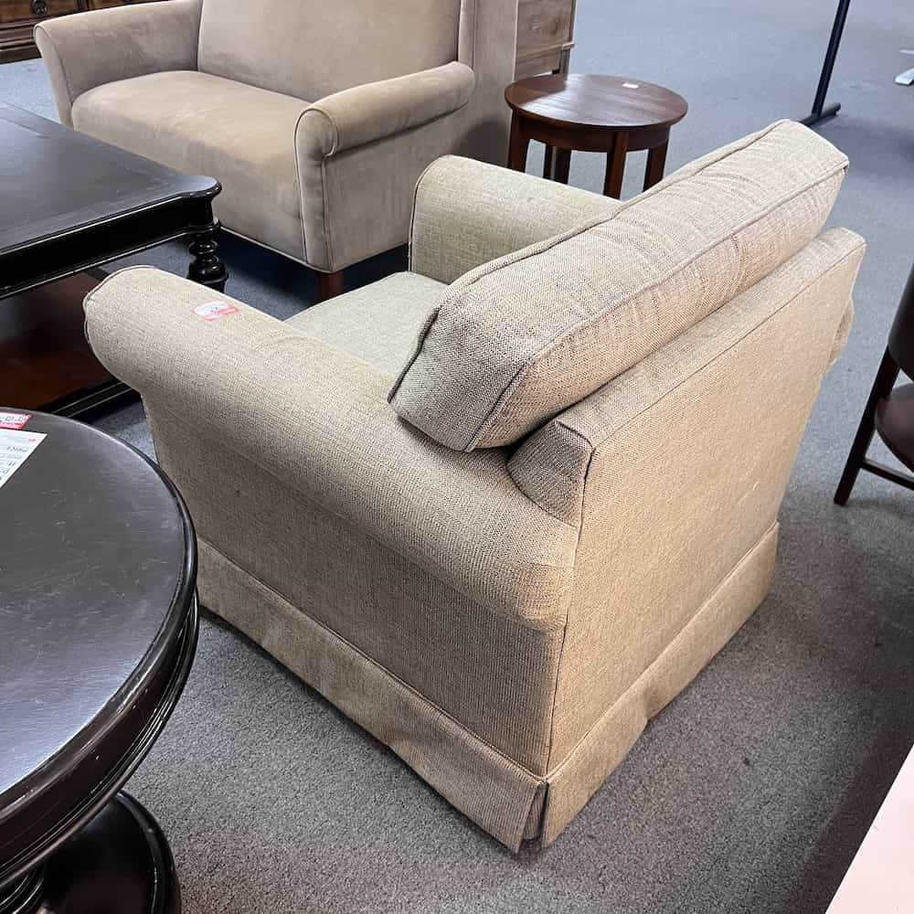 Tan Upholstered Swivel Easy Arm Chair | Office Furniture Liquidations