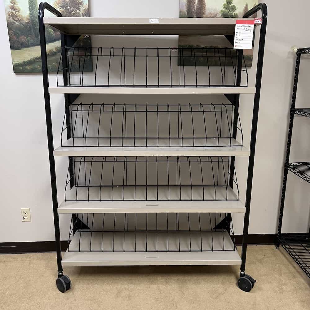 50" W x 72" H Taupe and Black Mobile Vertical Open Chart Rack - 60 ...