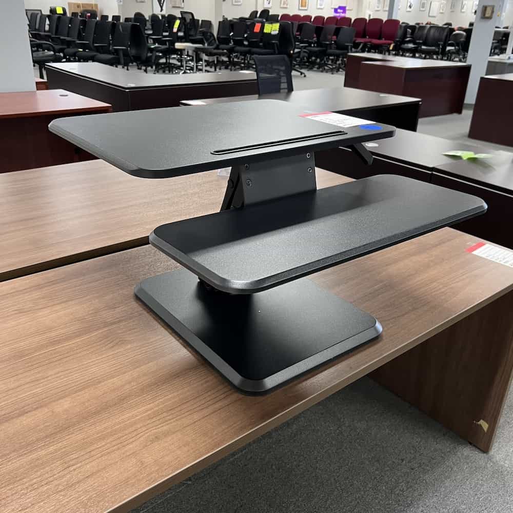 26" W Lorell Black Cantilever Adjustable Desk Top Riser | Office ...