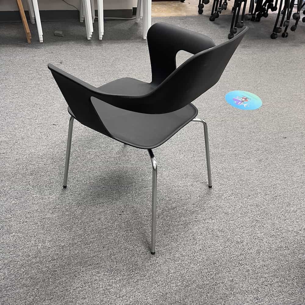 Zella Black and Chrome Mid Century Modern Stacking Chair | Office ...