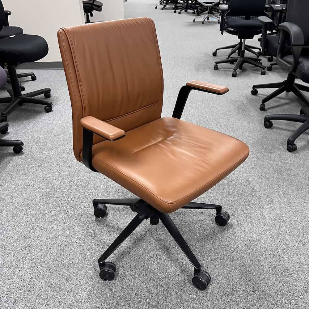 Bernhardt Tan Leather and Black Alta Conference Chair | Office ...