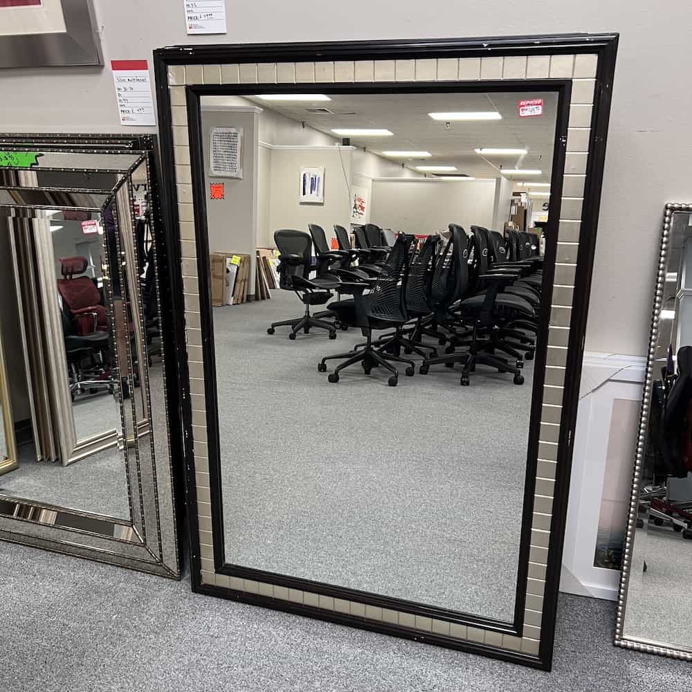 36" x 52" Espresso and Silver Contemporary Hotel Mirror | Office ...