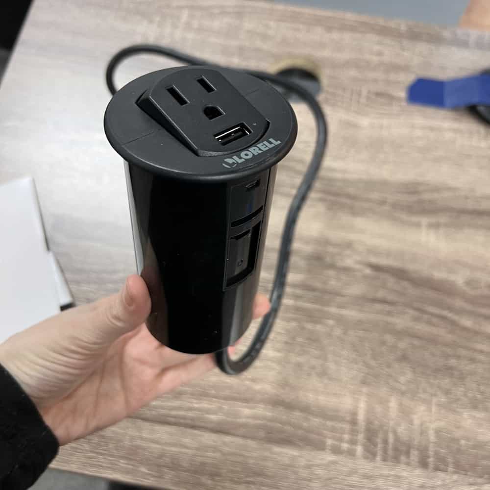 Lorell Black Desk Power Plug Grommet Mount with USB | Office Furniture ...
