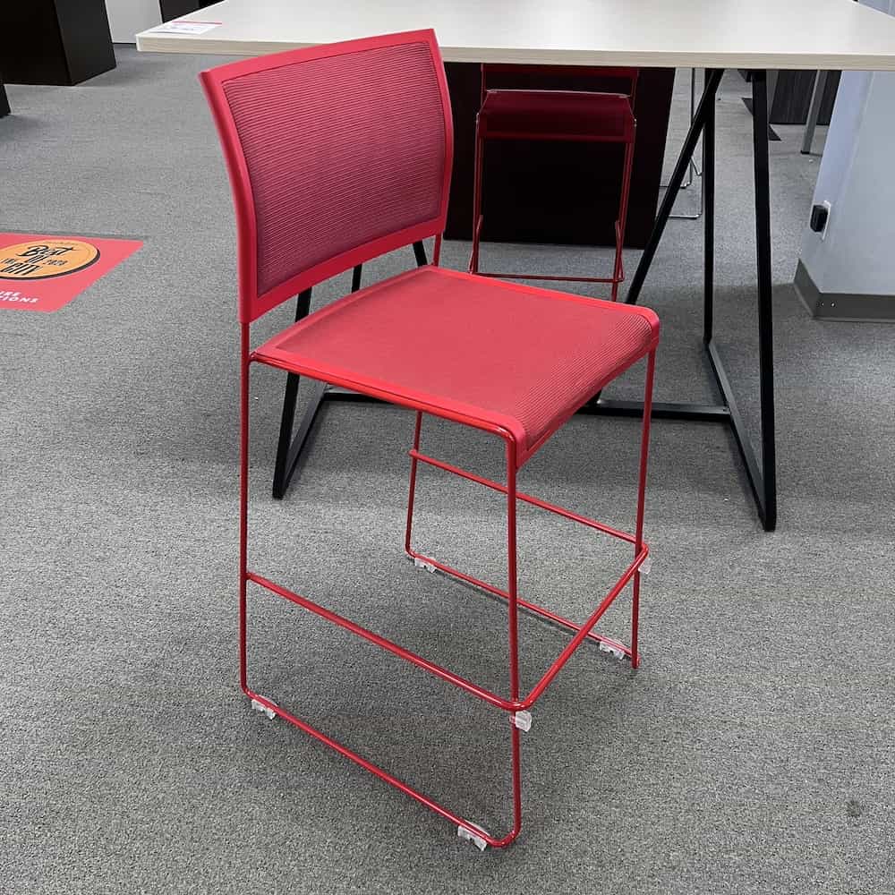 Office Source Color Stack Red Mesh Bar Stool | Office Furniture ...