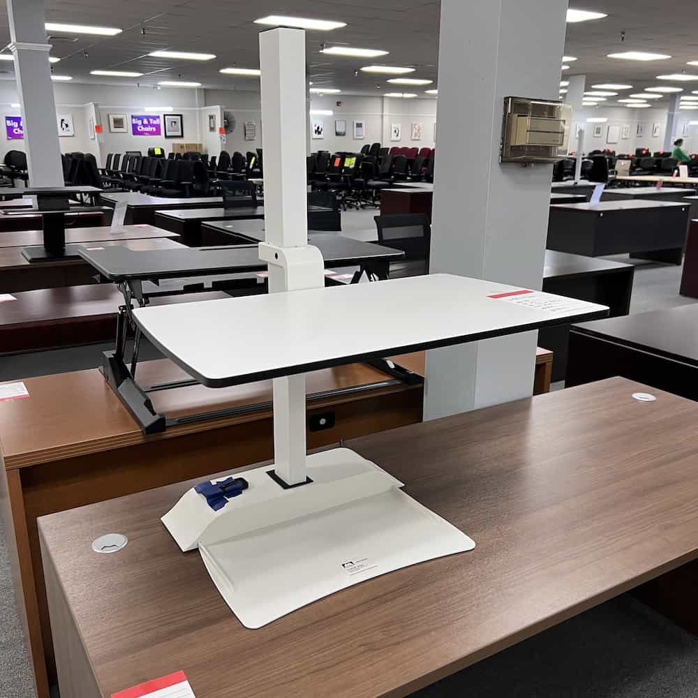 28" W Safco Soar White Electric Standing Desk Riser | Office Furniture ...