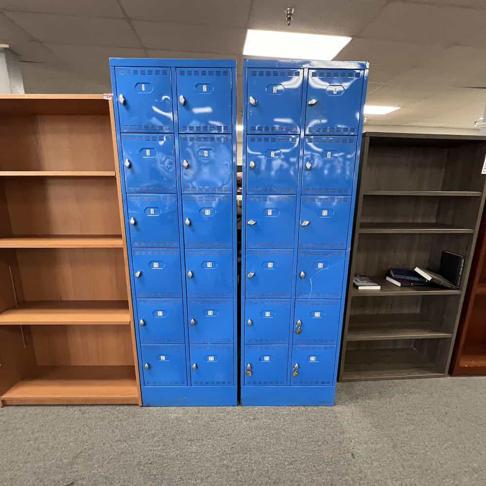 24" W x 79" H Blue Metal Lockers 2 Tier 12 Door | Office Furniture ...
