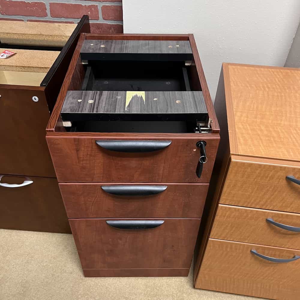 16" W x 28" H Cherry and Black Under Desk Vertical Pedestal File - Box ...