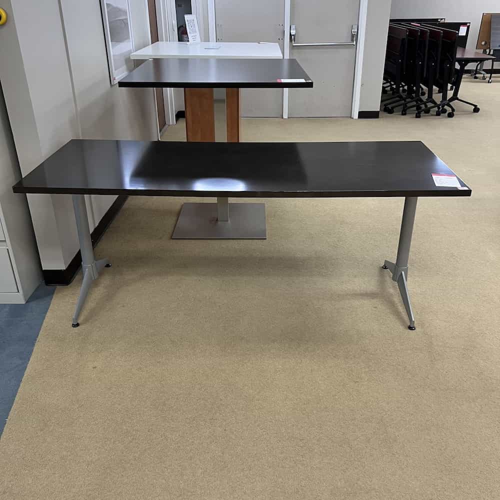 76" x 30" OFS Espresso and Grey Training Table Desk | Office Furniture Liquidations