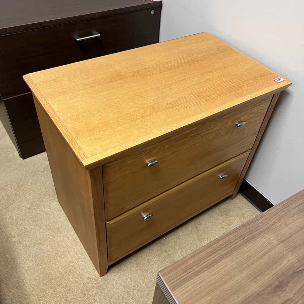 34" W x 29" H Maple and Silver 2 Drawer Lateral File Cabinet | Office ...