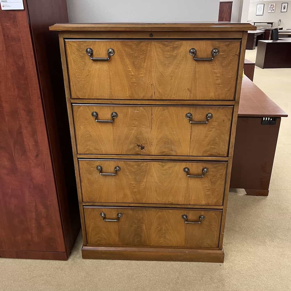 36" W x 55" H Kimball Walnut Vintage Lateral 4 Drawer Dresser | Office ...