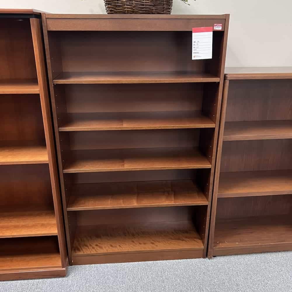 36" W x 60" H Walnut Veneer Bookcase | Office Furniture Liquidations