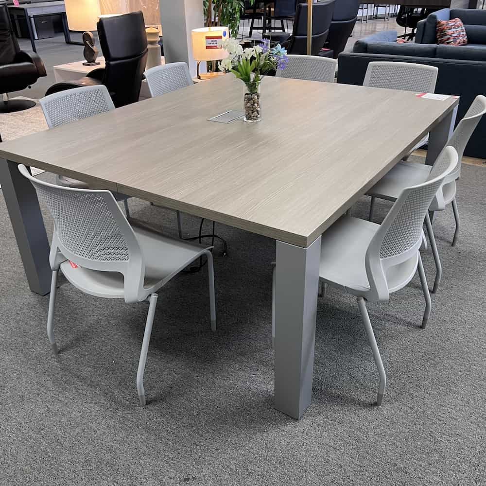 72" x 60" Knoll Grey Ash and Silver Conference Table | Office Furniture ...