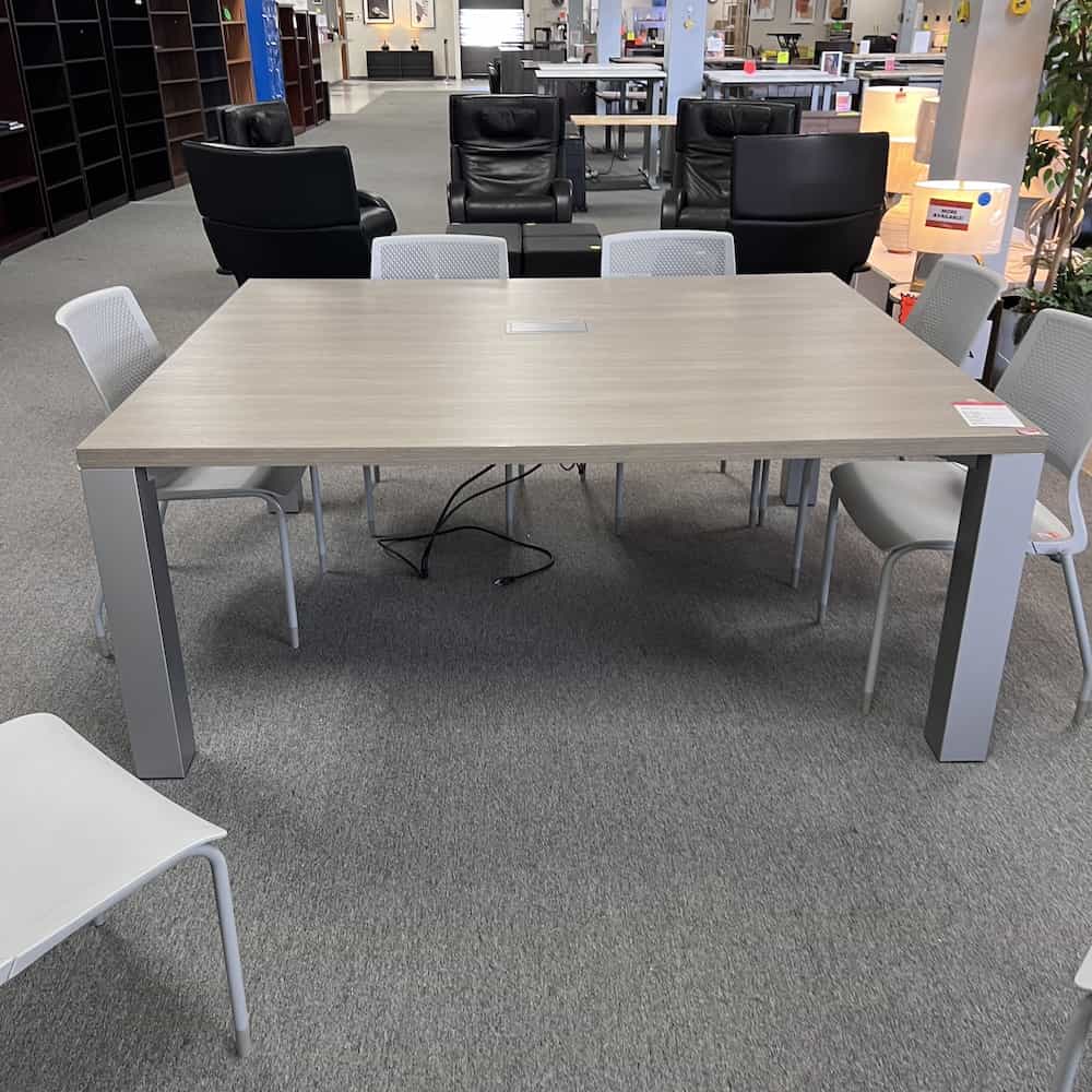 72" x 60" Knoll Grey Ash and Silver Conference Table | Office Furniture ...