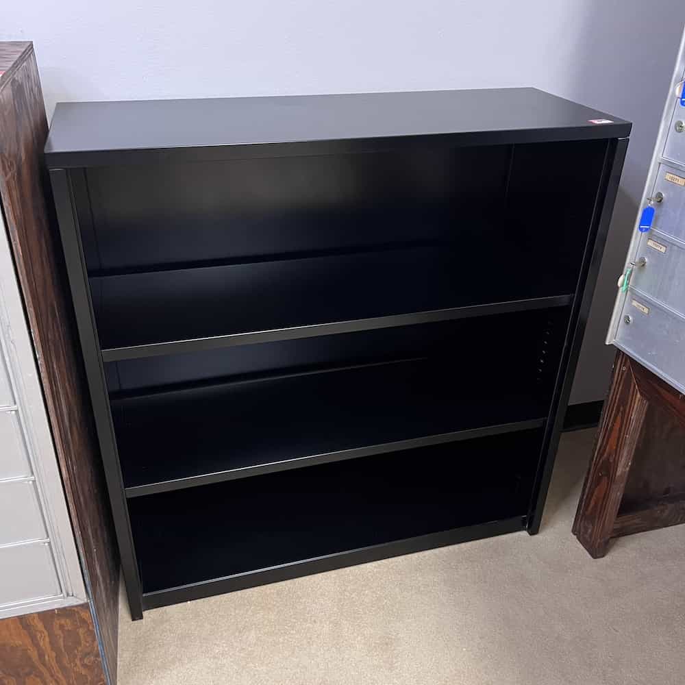 42" W x 44" H Knoll Black Metal Bookcase | Office Furniture Liquidations