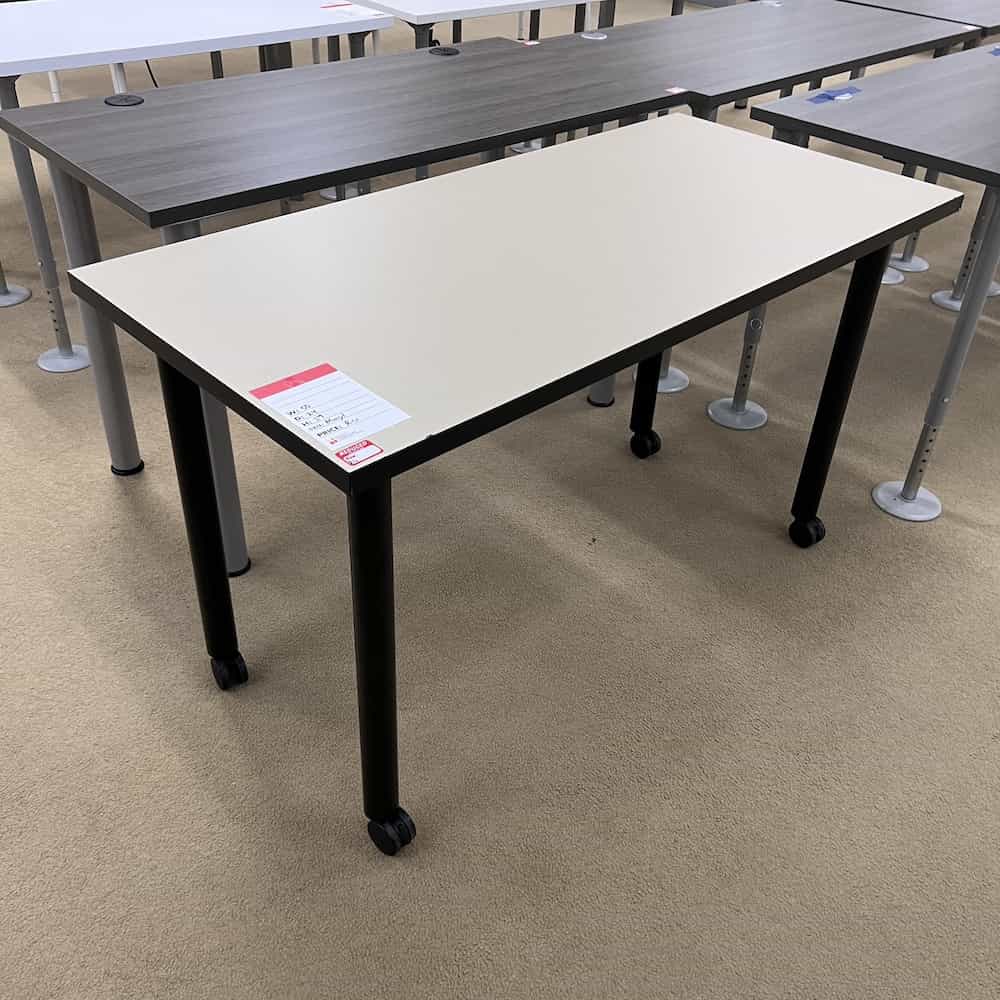 50" x 24" Beige and Black Mobile Training Table | Office Furniture ...