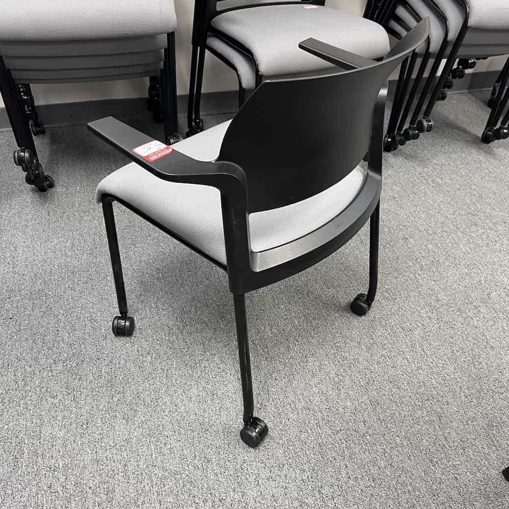 Steelcase Move Light Grey and Black Rolling Stacking Arm Chair | Office ...