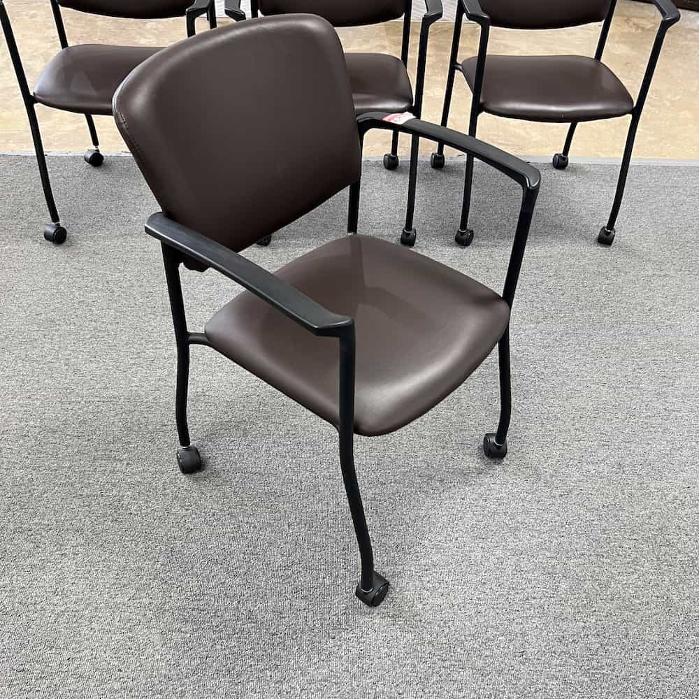 AIS Trix Brown And Black Rolling and Stacking Guest Chair | Office ...