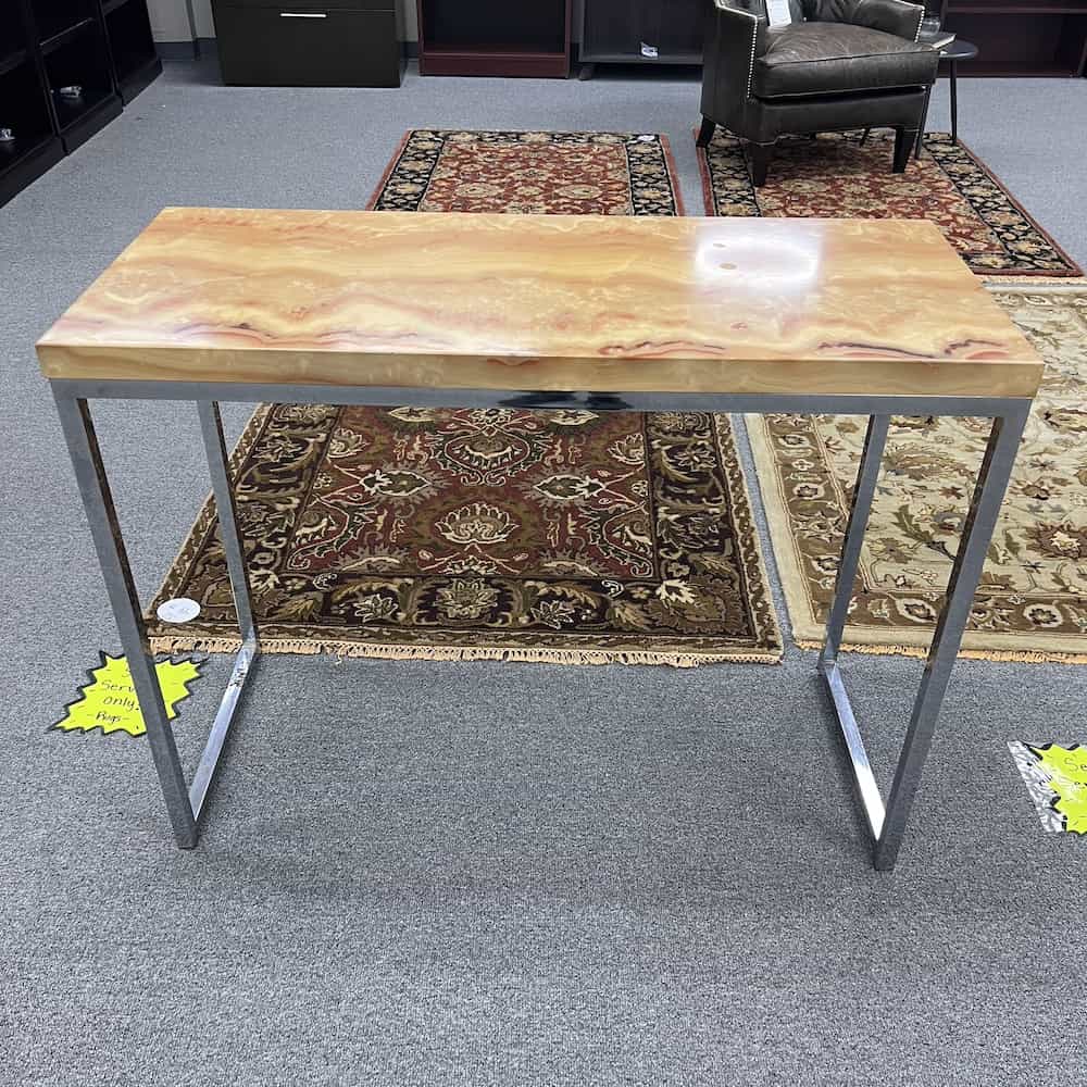 42" x 18" Gold Faux Stone and Chrome Console Sofa and Hallway Table ...