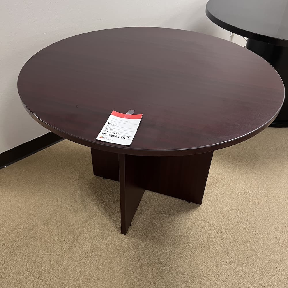 42" Mahogany Laminate Round Break Room Table - Board Base | Office ...
