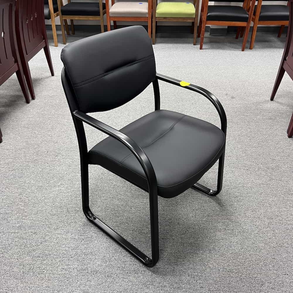 PreOrder New - Black Vinyl "Side-Kick" Sled Guest Chair with Arms ...