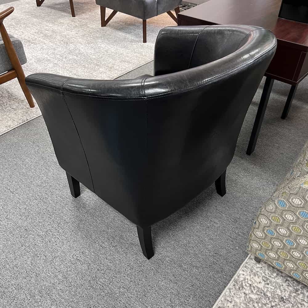 Dark Brown Vinyl Barrel Arm Chair | Office Furniture Liquidations