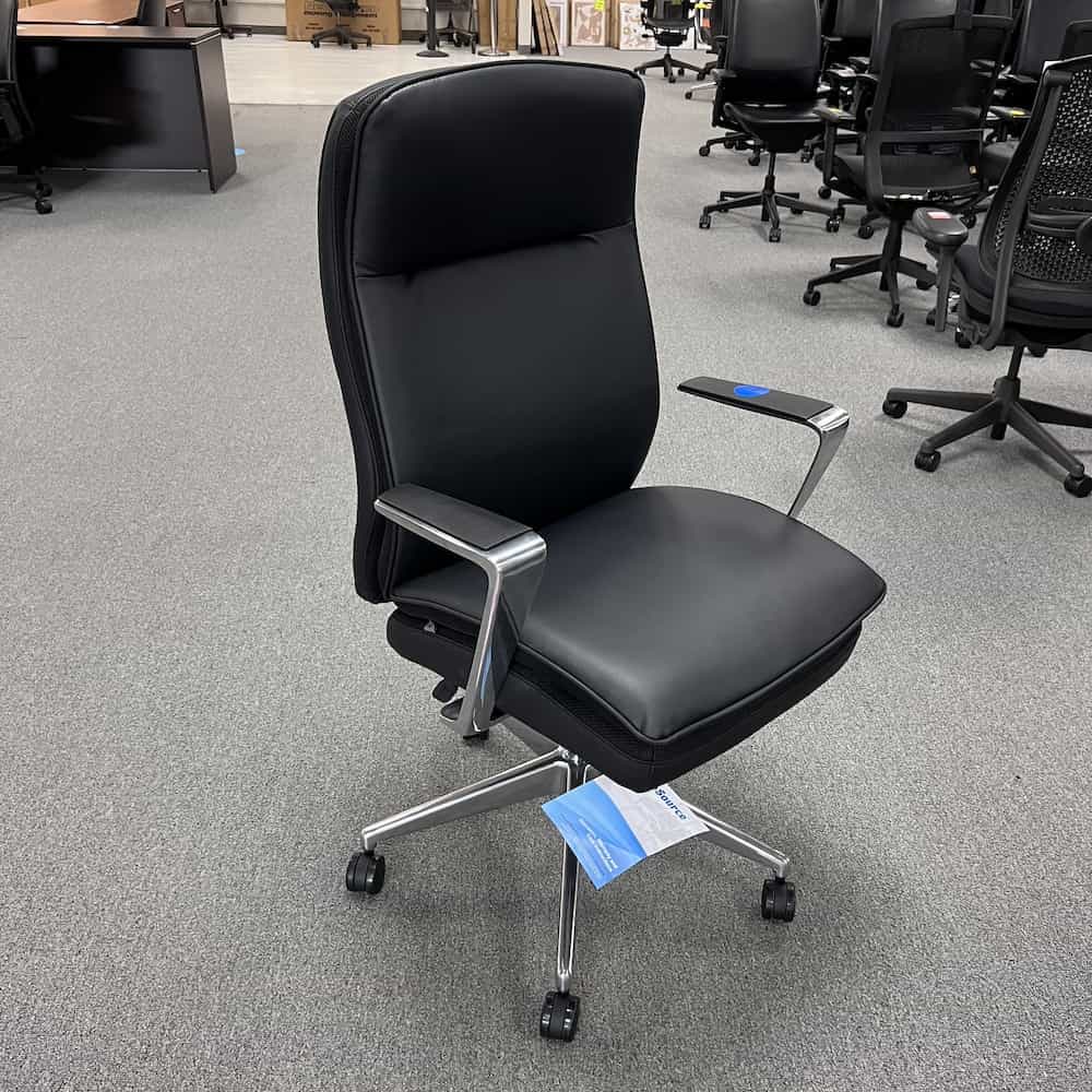 OfficeSource Black and Chrome "Obsidian" High Back Executive Chair with Illusion L Arms | Office ...