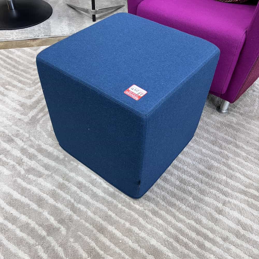 18" x 18" Buzzi Space Blue Square Modular Furniture Ottoman | Office ...