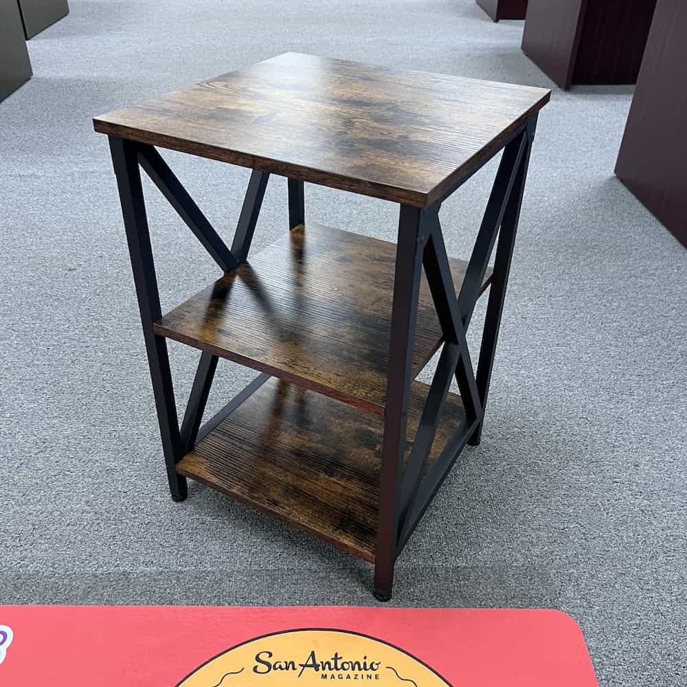 16" x 16" Weathered Wood and Black Metal Laminate and Side Table ...