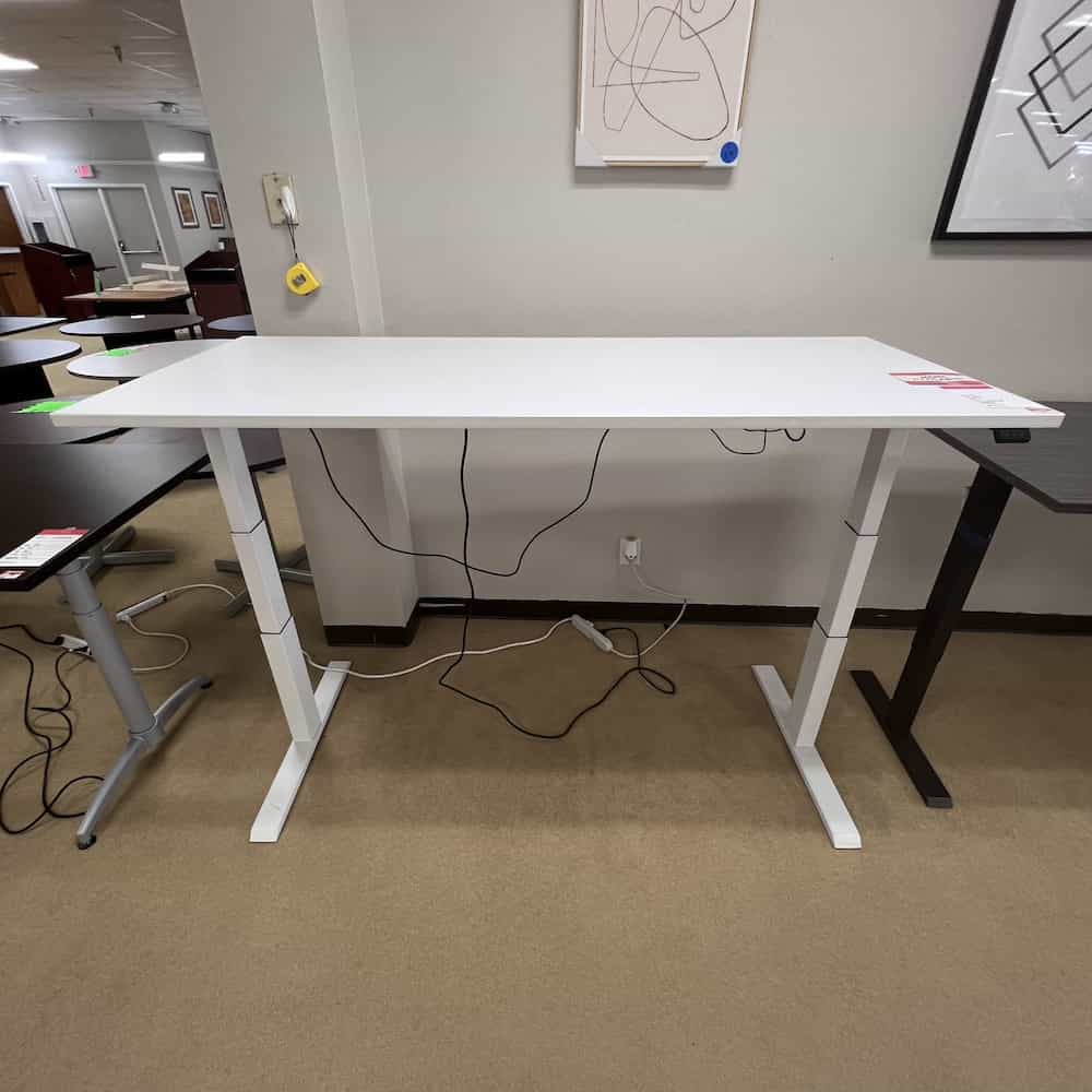 70" x 29" Steelcase White Laminate Height Adjustable Electric Standing ...