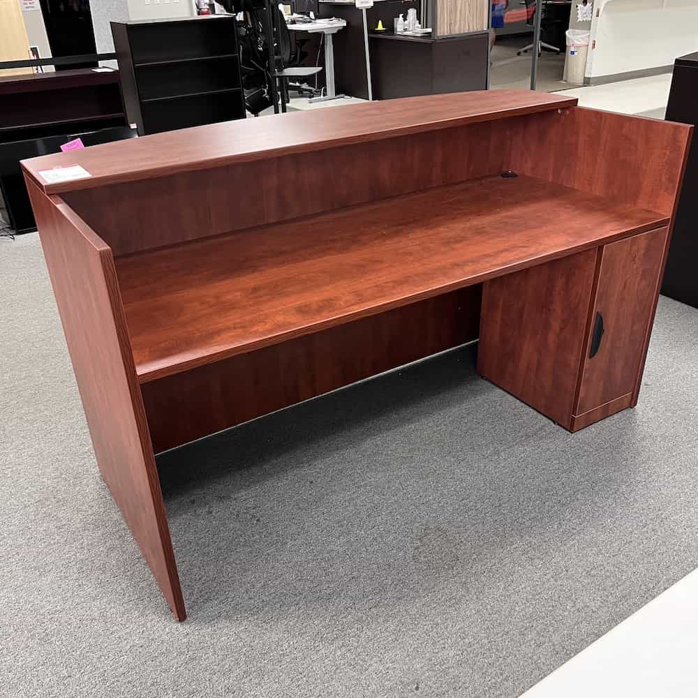 71" x 36" Cherry Reception Desk with Laminate Transaction Top | Office ...