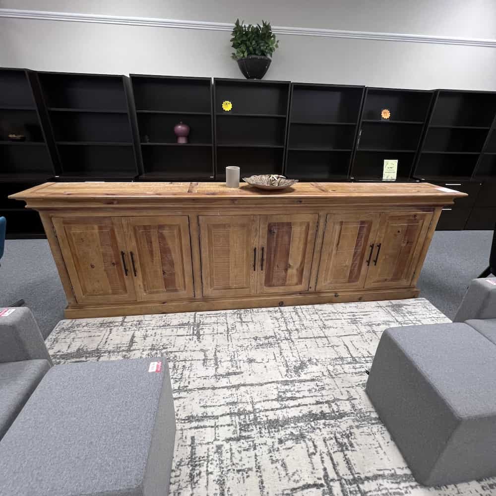 10 Ft x 16" Rustic Reclaimed Wood Credenza Console Sideboard Cabinet ...