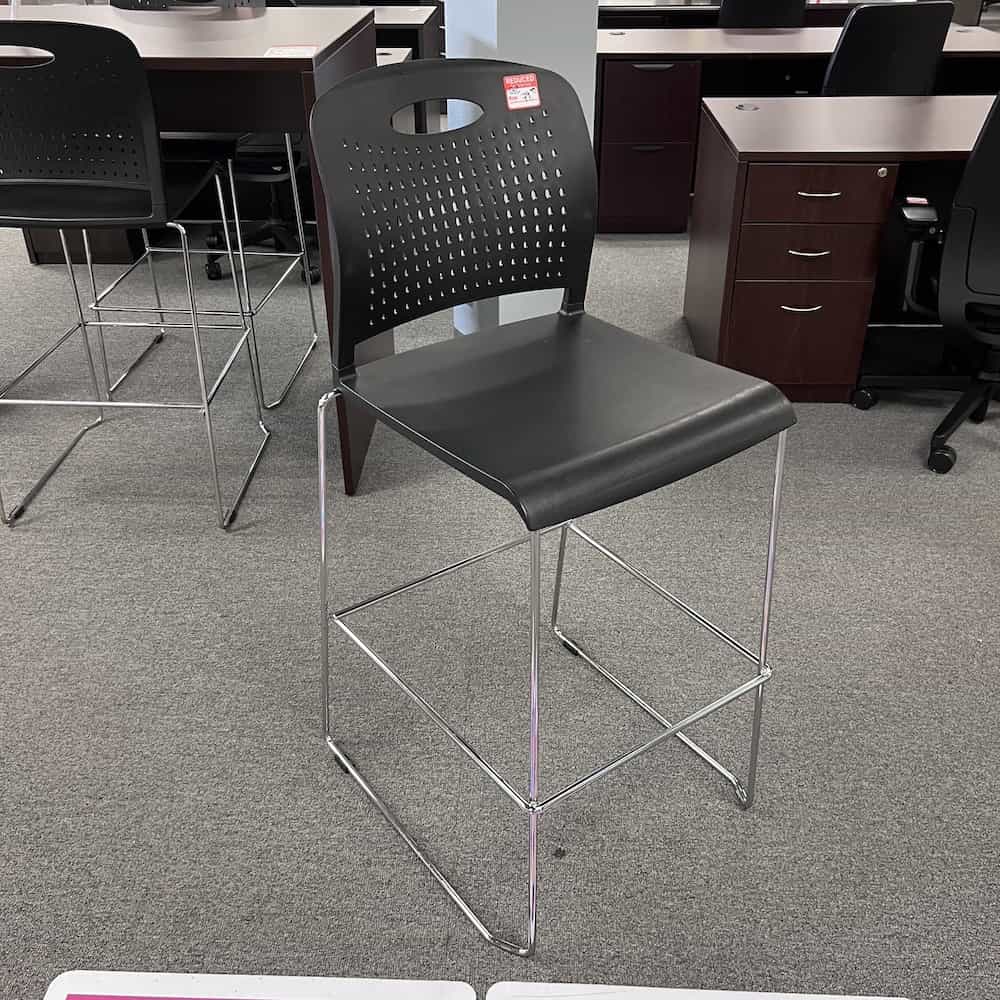 Black and Chrome Bar Height Stool | Office Furniture Liquidations