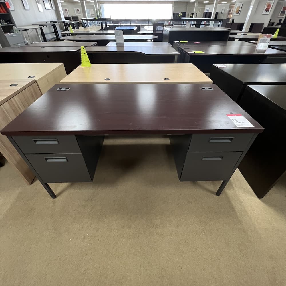 60" x 30" Hon Mahogany and Grey Metal Desk with 2 Hanging Box/files ...