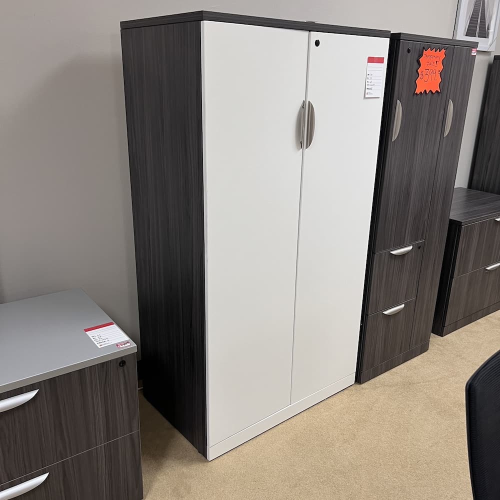 36" W x 66" H Coastal Grey and White 2 Door Storage Cabinet | Office ...