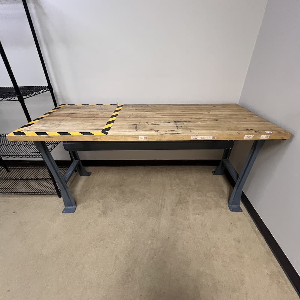 72" x 30" Ulline Grey Metal and Butcher Block Work Bench | Office ...