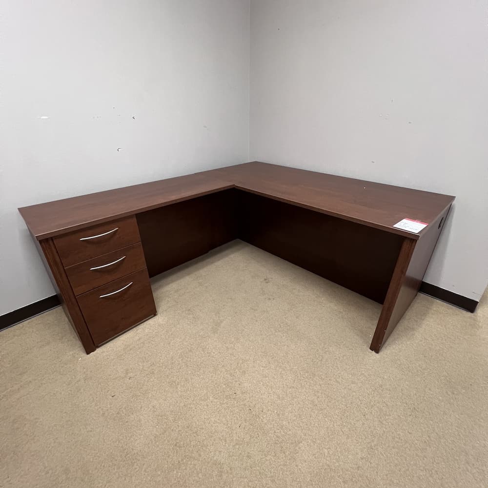 66" x 78" Walnut and Silver L-Desk - Left Return | Office Furniture ...