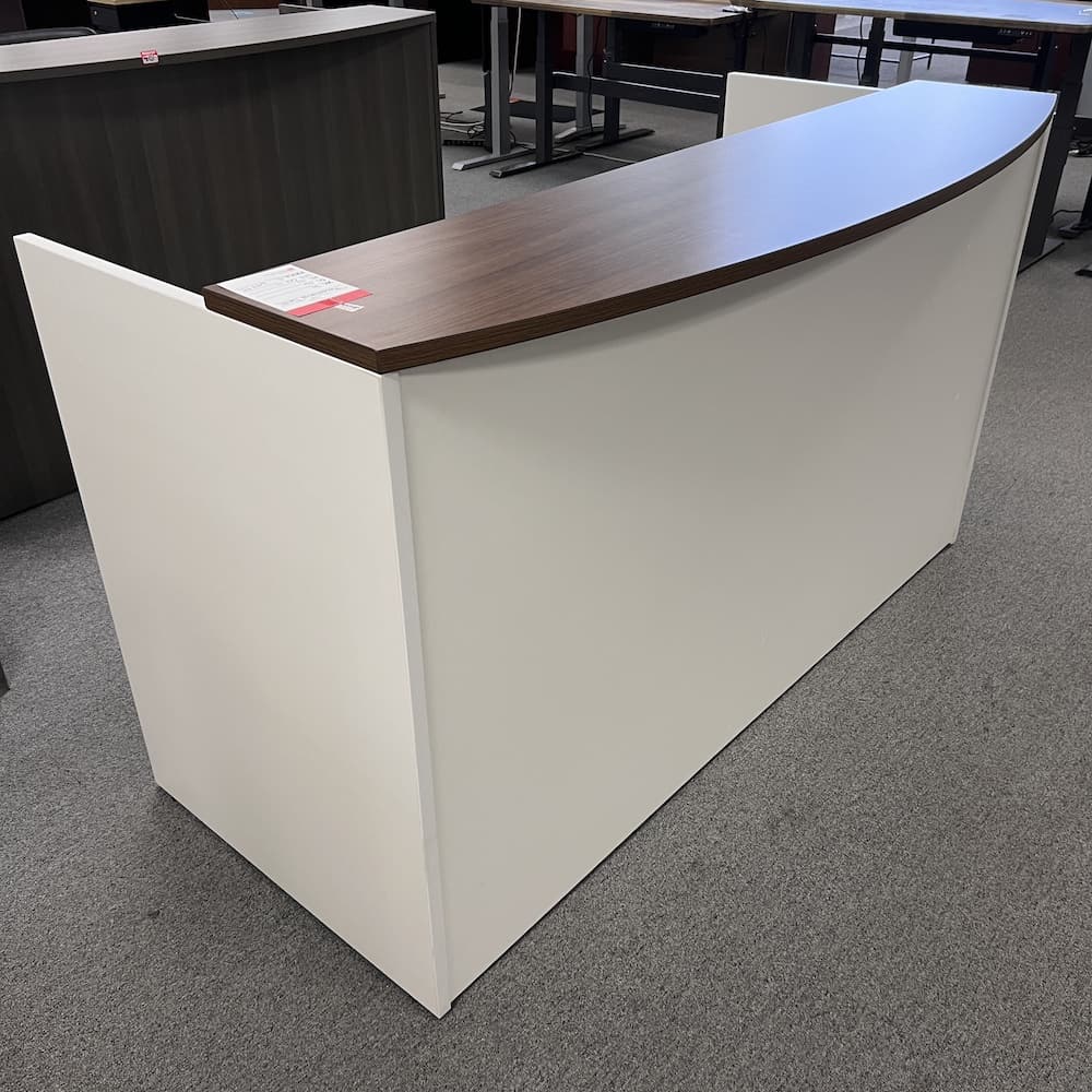 71" x 36" Walnut and White Reception Desk Shell with Straight ...