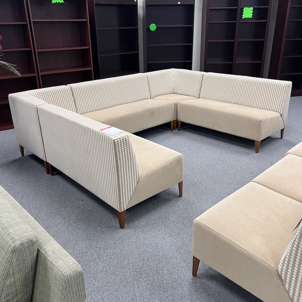 5 Piece 108 x 79 Steelcase Coalesse Circa Tan U Shape Seat Lounge Sofa Office Furniture Liquidations