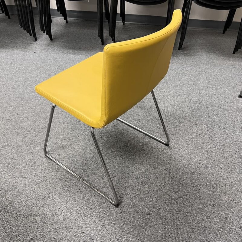 Set of 4 - IKEA Bernhard Yellow Leather Stacking Chair | Office ...