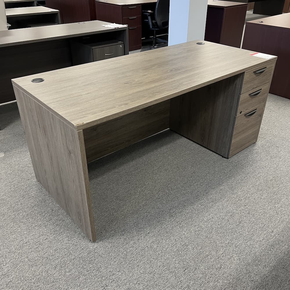 66" x 30" Grey Elm Laminate and Black Desk with Box/box/file | Office ...