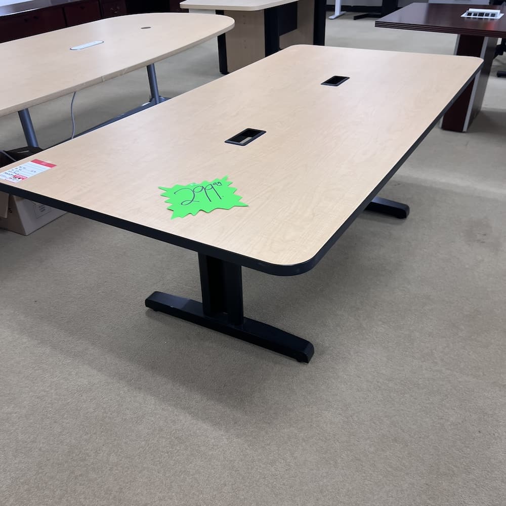 6 Ft Maple Laminate and Black Rectangle Conference Table | Office ...