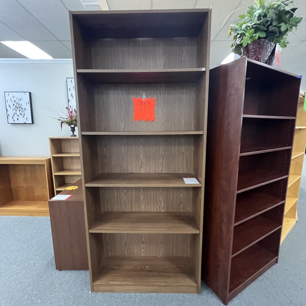 36" W x 84" H Walnut MDF Bookcase | Office Furniture Liquidations